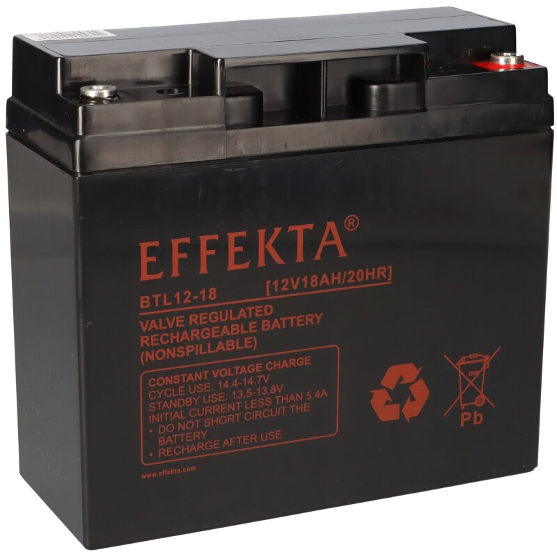 Effekta BTL12-18 Blei-Vlies-Akku AGM VRLA 12V 18Ah Blei Akku