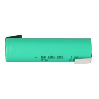 TerraE INR 18650 25P Li-Ion Akku - 3,6V 2500mAh 20A Z-Lötfahne