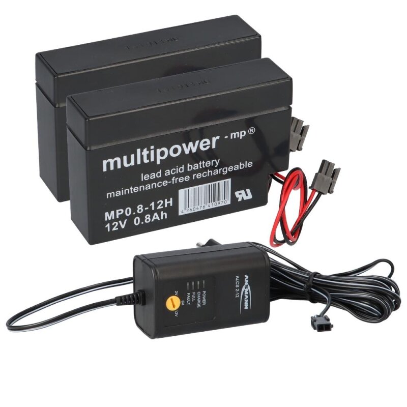 Ladegerät mit 2x Blei-Akku 12V 0,8Ah MP0.8-12H Heim & Haus