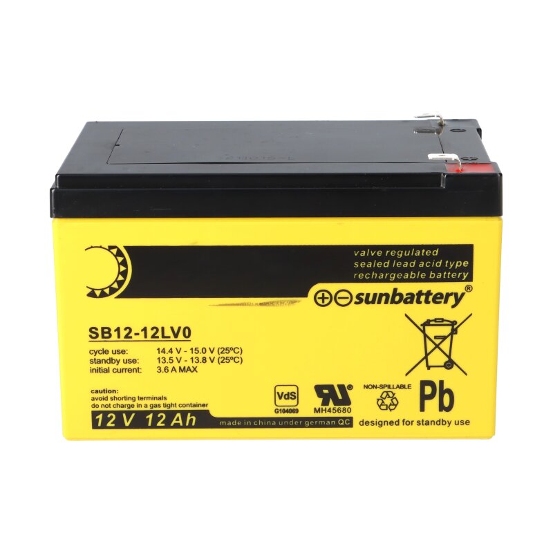 SUN Battery SB12-12LV0 AGM Akku 12V 12Ah Blei-Akku