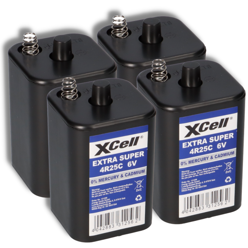 4x XCell 4R25 430 6V Blockbatterie SET 6 Volt 9500mAh